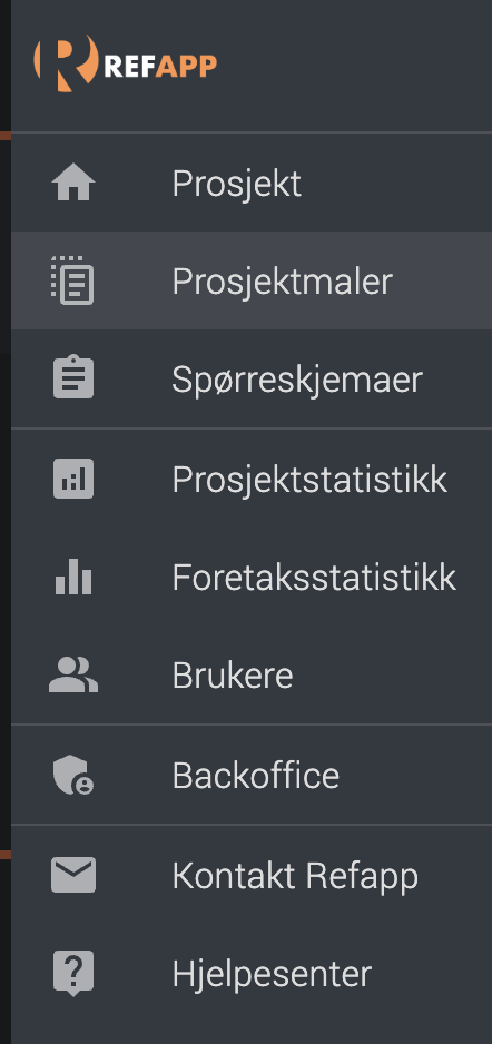 Hvordan oppretter og bruker jeg prosjektmaler i Refapp?